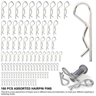 100pcs Cotter Pins R Clips Split Pins Assortment Kit Disc Caliper Pin R ...