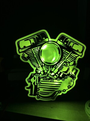 Harley Davidson Panhead Engine LED Lightbox Sign – Vintage Motorcycle ...
