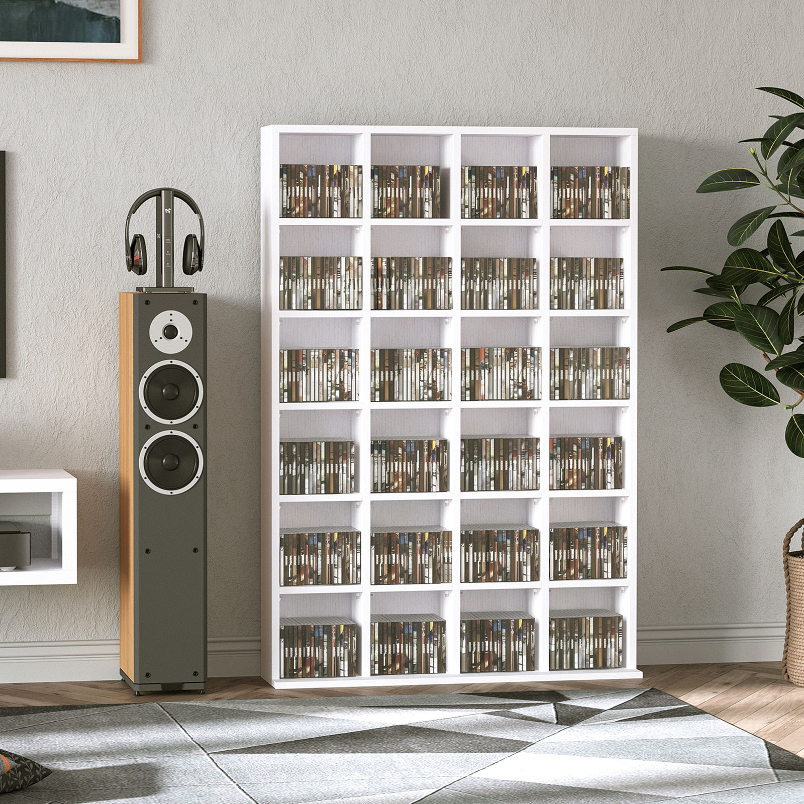 480CD/312DVD Media Storage Shelf Rack Unit Video Wood Bookcase ...