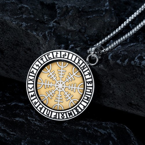 Rotatable Runes Coin Ancient Viking Symbol Pendant Pirate Compass Box ...
