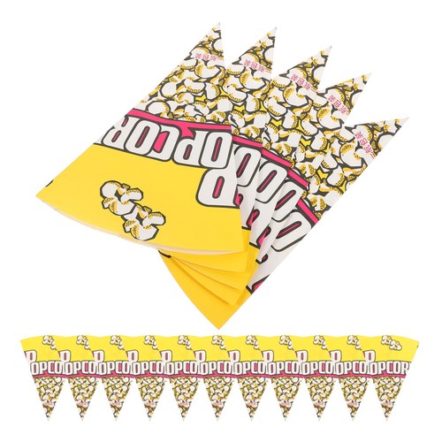 100 Pcs Popcorn Paper Bags Cone Shape Triangle Paper Treat Bags for ...