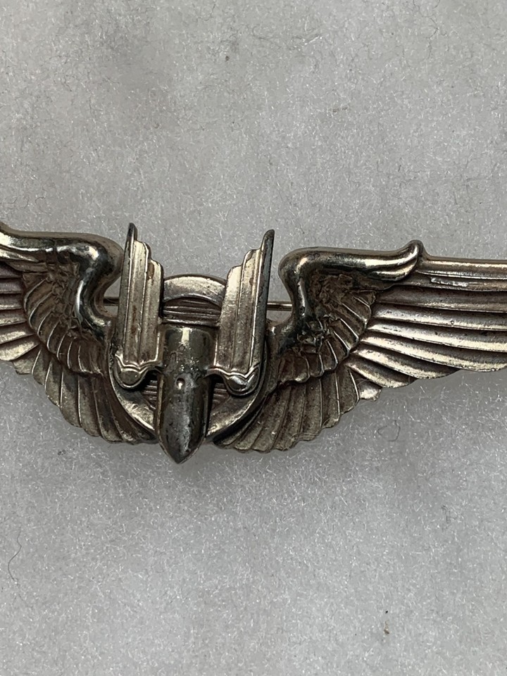 ORIG WW2 AAF ARMY AIR FORCE AERIAL GUNNER WINGS AMCRAFT PIN BACK FINE ...