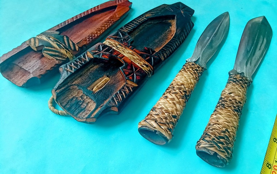 Set 2 Hinalung Ifugao tribal knife dagger blade hand made spear blade ...