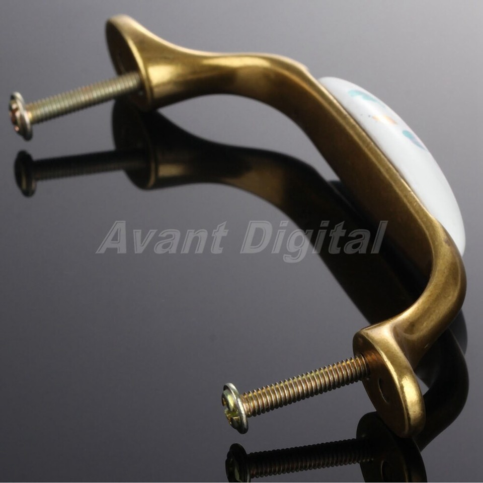 Vintage Ceramic Cabinet Door Handles & Knobs Chinese Flower Furniture ...