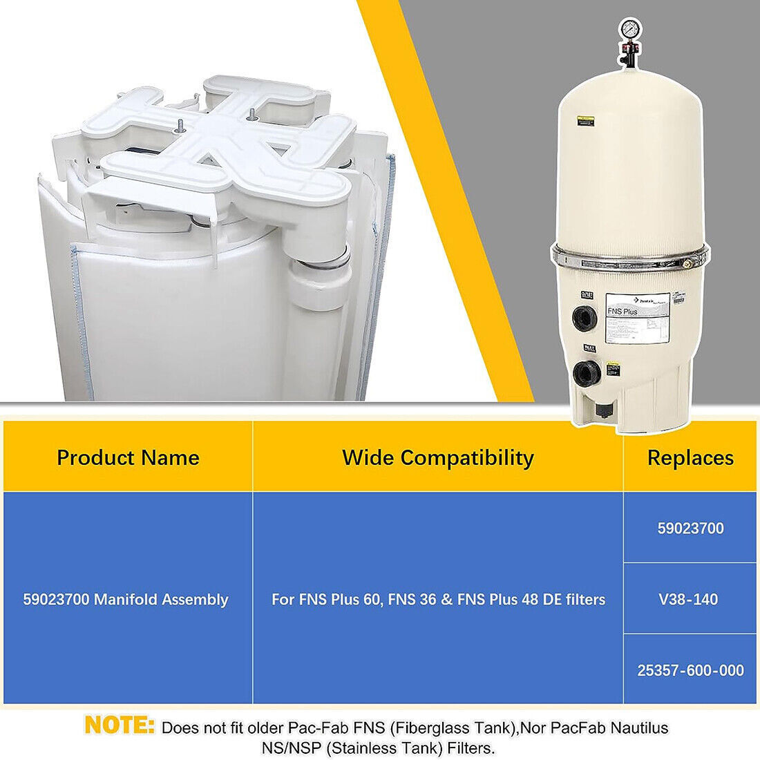 25357-600-000 Replace 59023700 Top Manifold for Pentair FNS Plus D.E ...