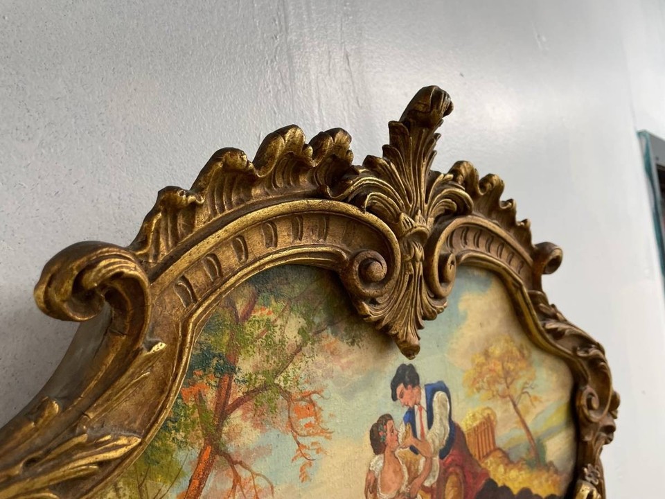 Antique French Victorian Style Gold Leaf Wall Mirror, Hand Painted ...