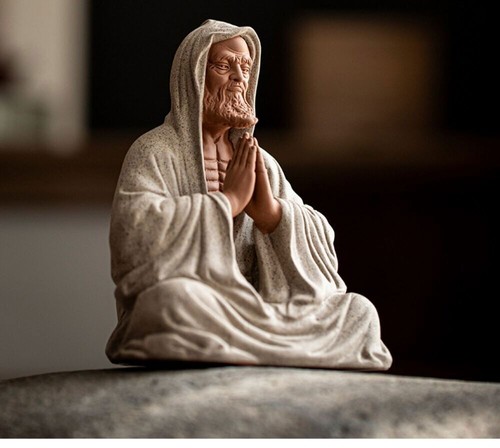 New Chinese Zi Sha Sand Meditation Dharma Statue Old Monk Zen Decor | eBay