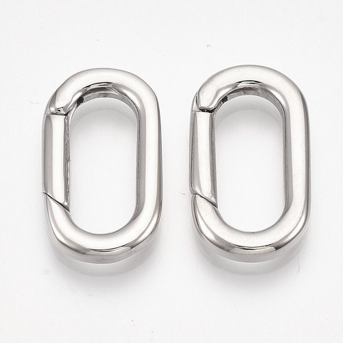 10x Ring Smooth 304 Stainless Steel Spring Gate Oval Rings Snap Clasps ...