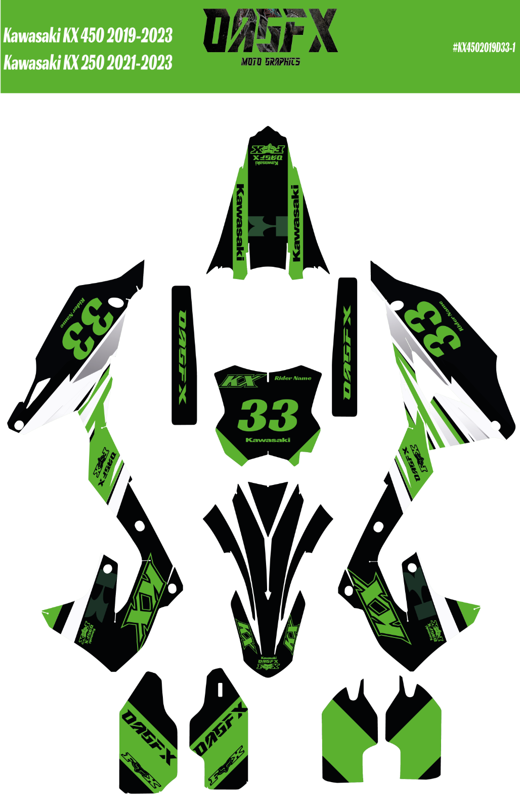 Kawasaki KX 450 (19-23) KX 250 (21-23) D33-1 Graphic Kit - Pro Edition ...