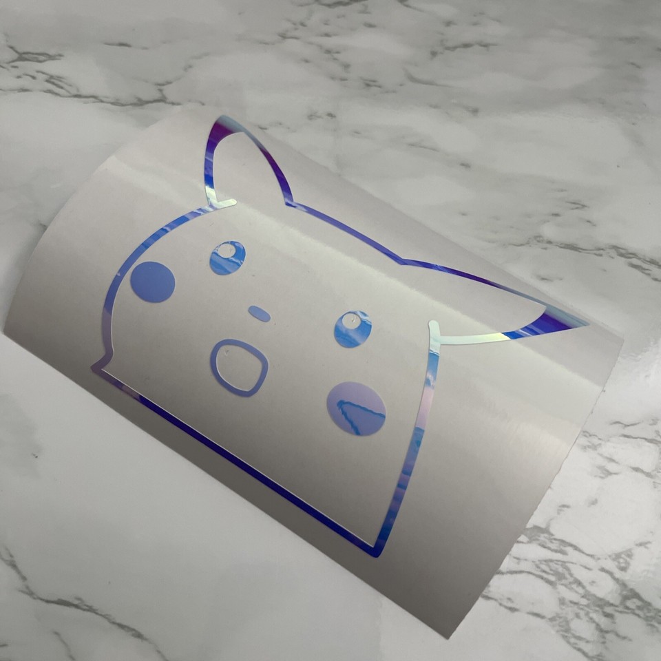 Surprised Pikachu Car Window Vinyl Decal Sticker, Pink Opal Iridescent ...