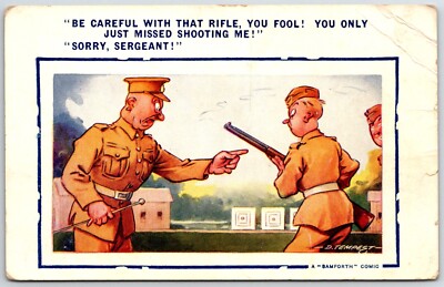 Bamforth Comic Postcard Be Careful With That Rifle humor military UNP ...