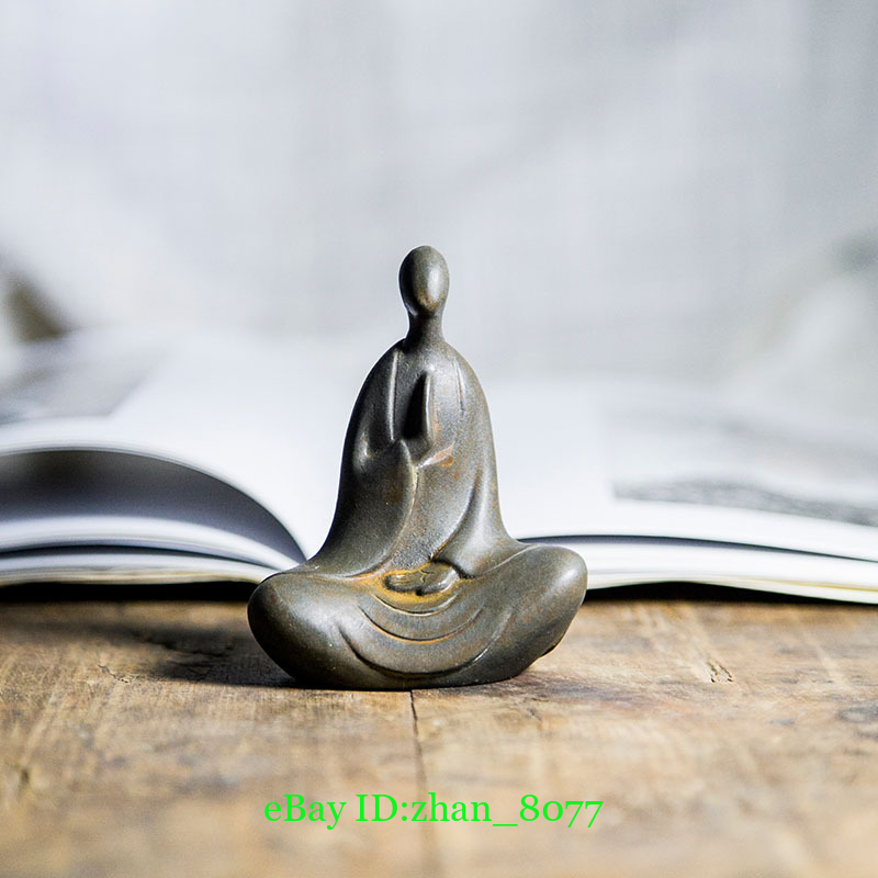 Iron Rust Cast Faceless Buddha Statue Buddhism Zen Shrine Table Tea Pet ...