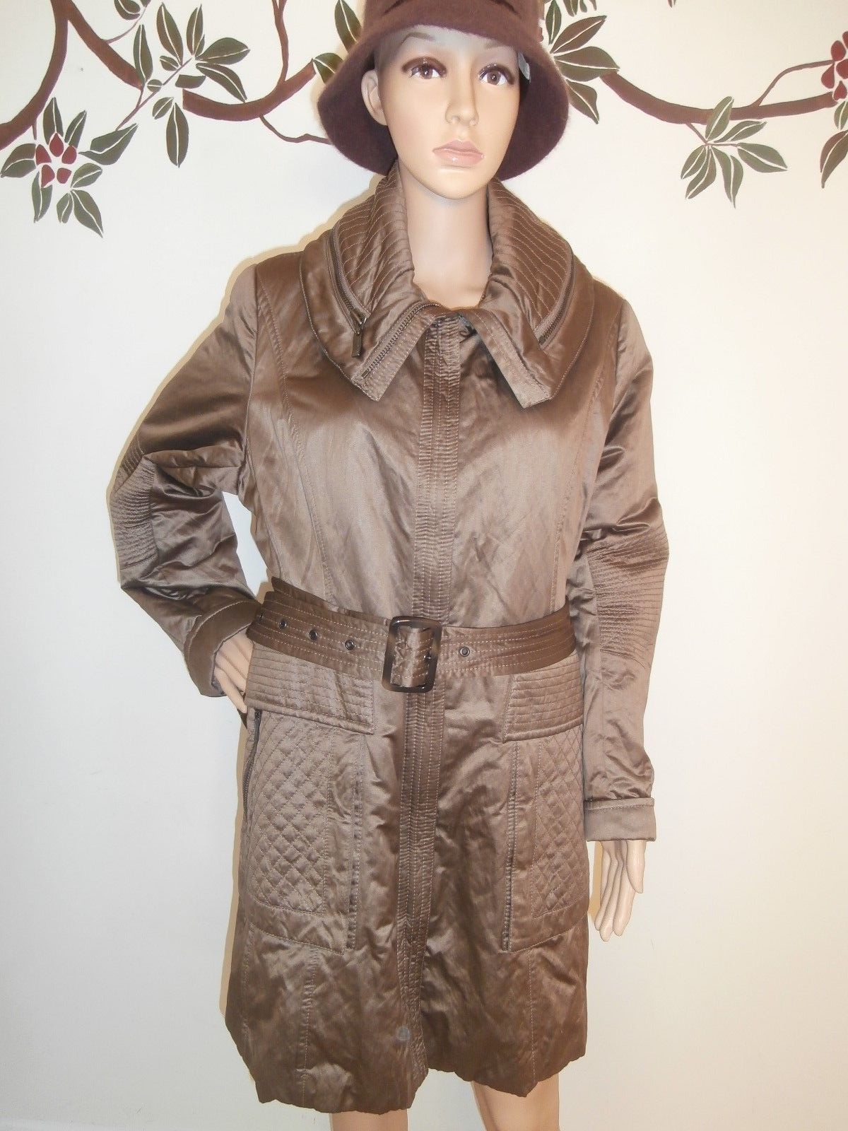 Creenstone European Luxury Rain Trench Coat Belted/ Long collar/ Hood ...