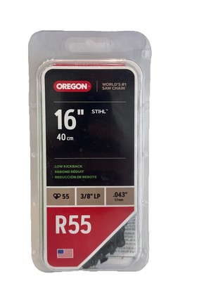 Oregon R55 16" Low Kickback Chain Saw Chain 55 Link 3/8” LP .043 ...