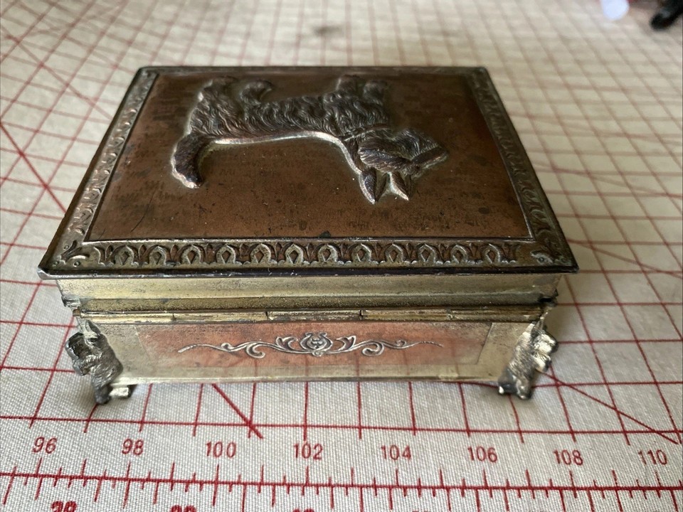 Scottie Dog Trinket box Silver plated over copper? made in Japan | eBay
