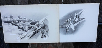 Military Navy Jet Pencil Drawing Illustration Dick Kramer Original 1983 ...