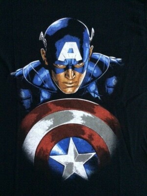 Marvel Captain America Holding Shield Black T-shirt Licensed New Unworn ...