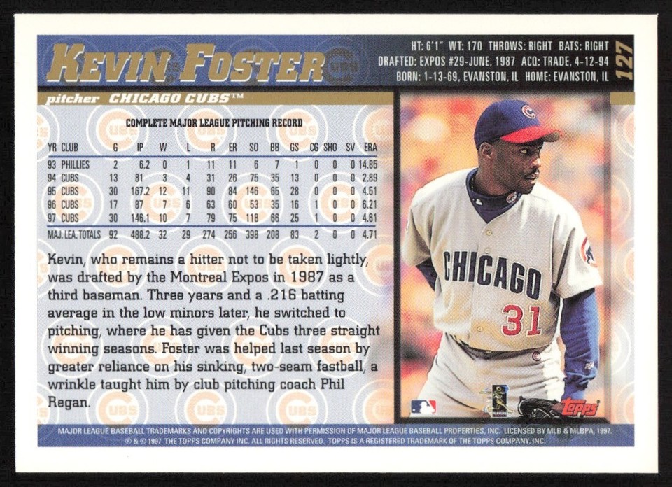 1998 Topps Baseball Kevin Foster #127 Chicago Cubs | eBay