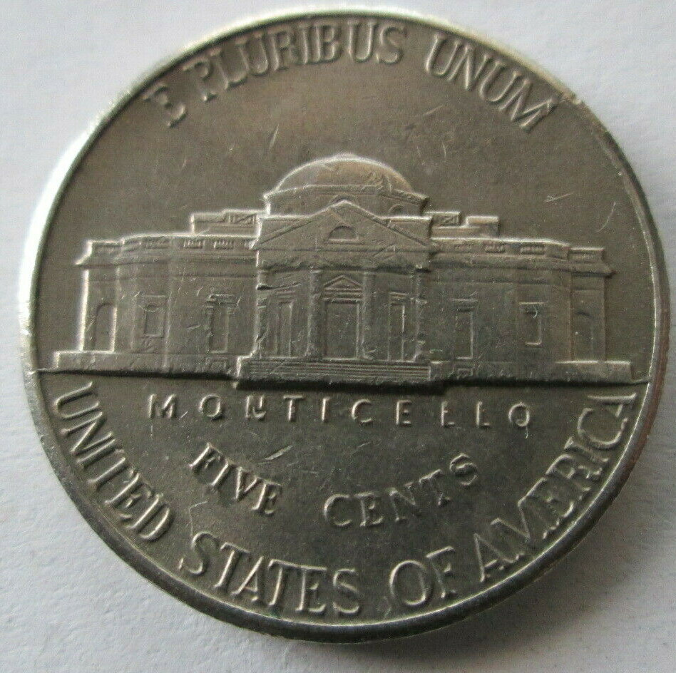 1995-P JEFFERSON NICKEL, OBVERSE RIM TO INITIALS DIE CRACK ERROR, VF/XF ...