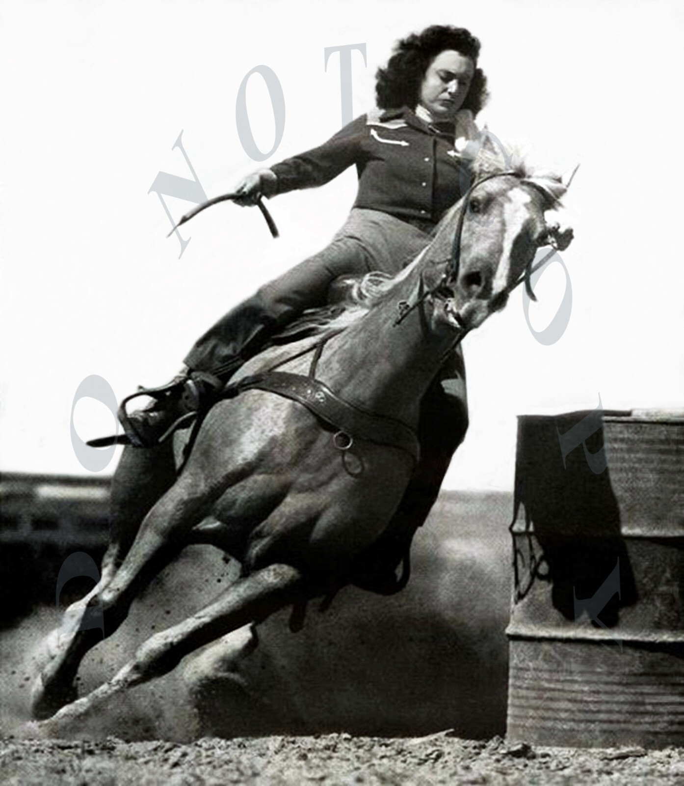 ANTIQUE REPRODUCTION 8X10 PHOTO PRETTY RODEO COWGIRL BARREL RACER ON ...