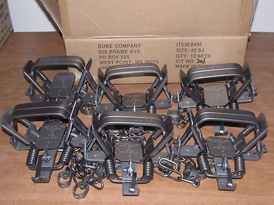6 Duke # 2 Square Jaw Coil Spring Trap Coyote Bobcat Fox Lynx 0492 NEW ...