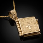 Gold Bible Pendant Necklace Openable Christian Religious Jewelry Men ...