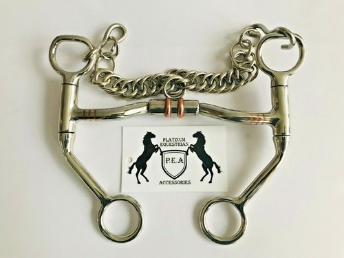 Western 2 Ring Degree Mullen Barrel Shanks Horse Bit Copper Roller Hook ...