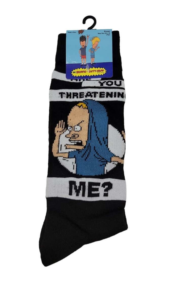 1 Pair MTV Beavis and Butthead Mens Crew Socks Are You Threatening Me ...
