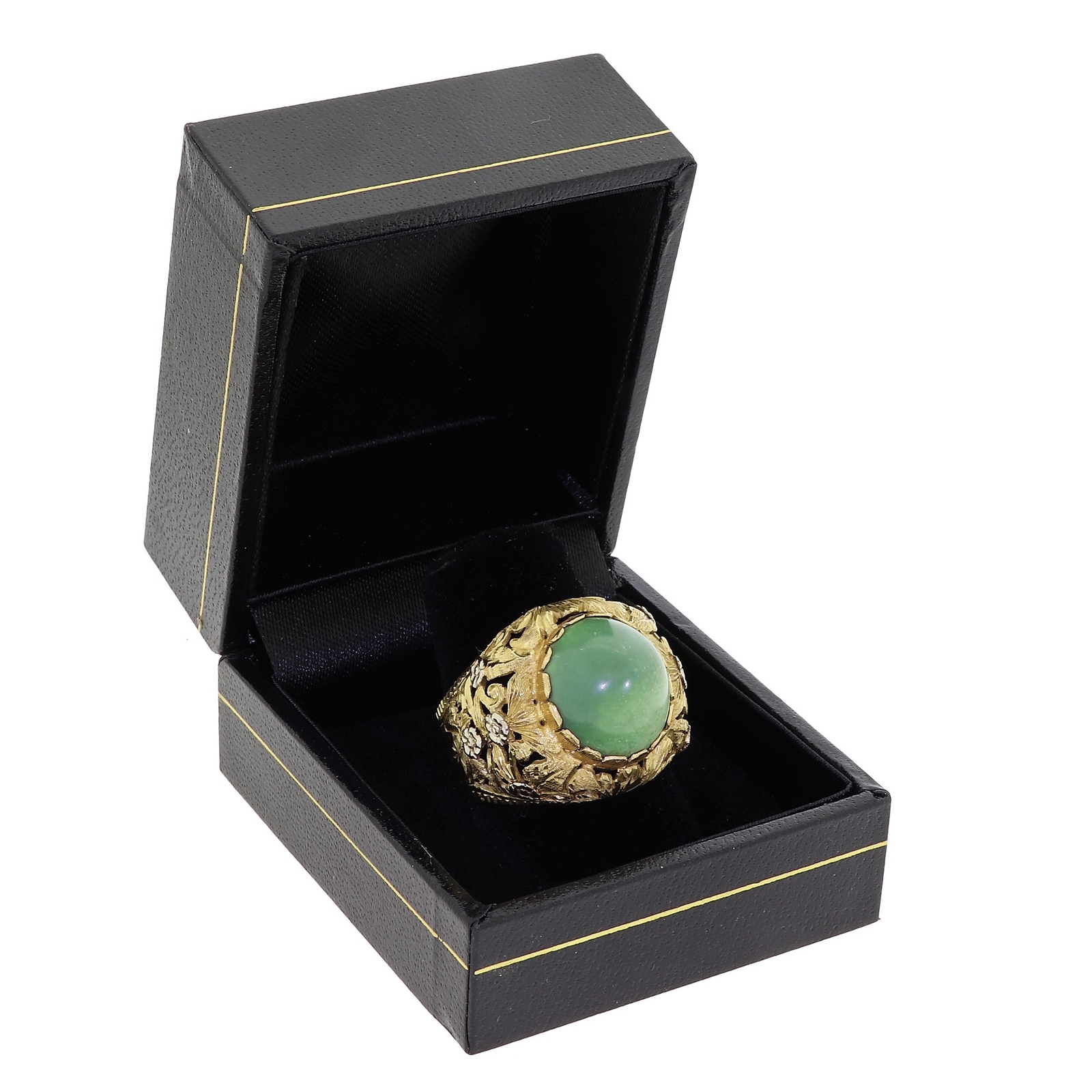 Vtg 18k Yellow Gold Men /Ladies Green Persian Turquoi… - Gem