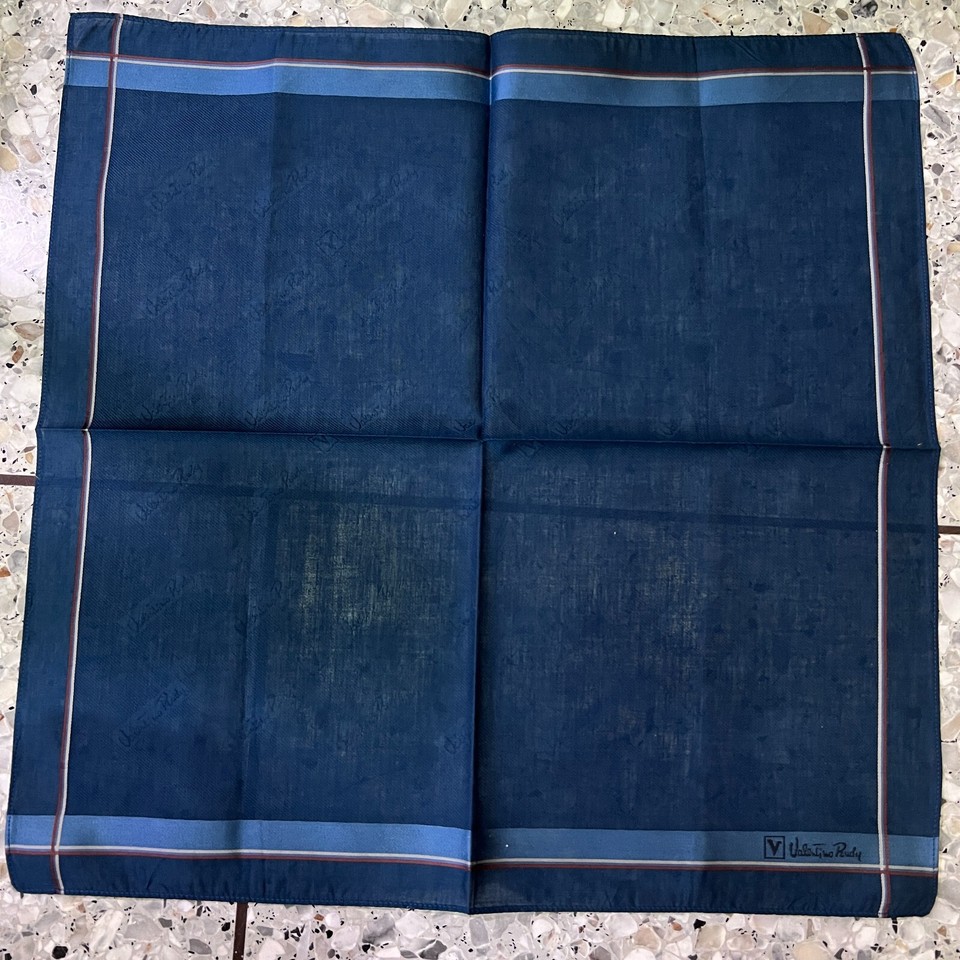 MAN HANDKERCHIEF COTTON ART POCKET SQUARE 18" CLASSIC BLUE VINTAGE ...