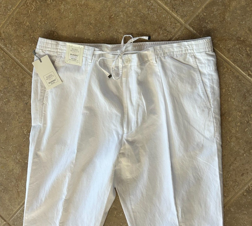 Murano Baird McNutt Linen Blend Pants 44 x 32 Big Man Zac Classic White ...