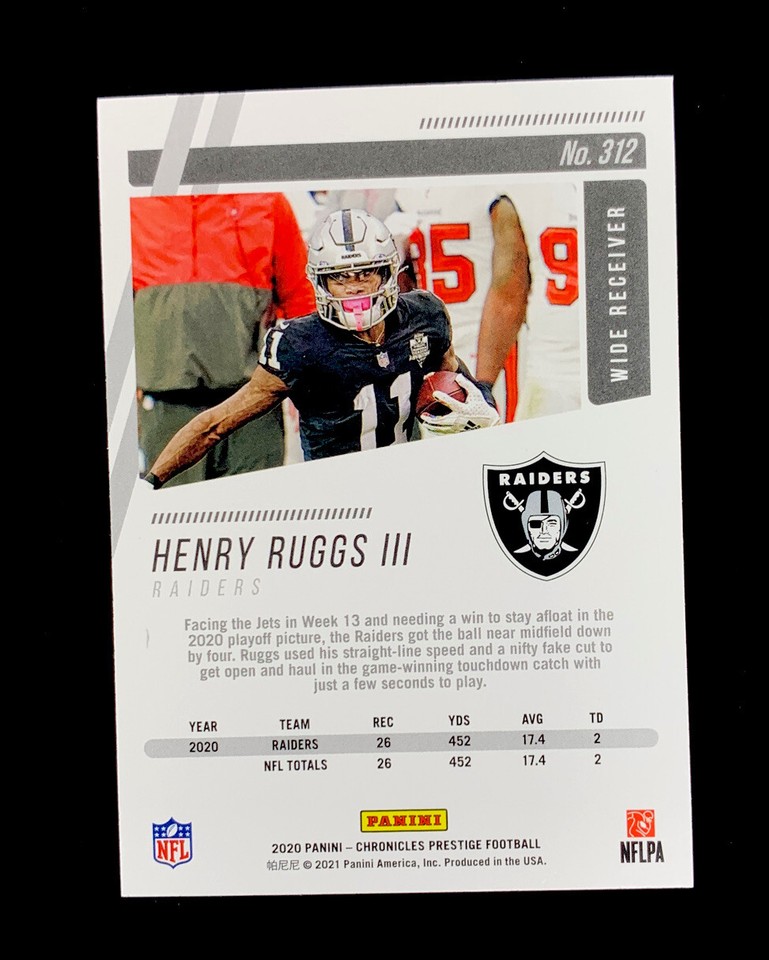 HENRY RUGGS III LV RAIDERS BRONZE ROOKIE CARD #312 RC 2020 PANINI ...