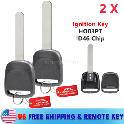 2 Ignition Chip Car Transponder Key For 2006 2007 2008 2009 2011 Honda ...