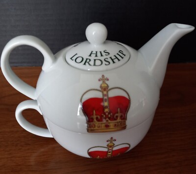 His Lordship Tea Pot Cup Set EUC Ceramic The Leonardo Collection 10oz ...