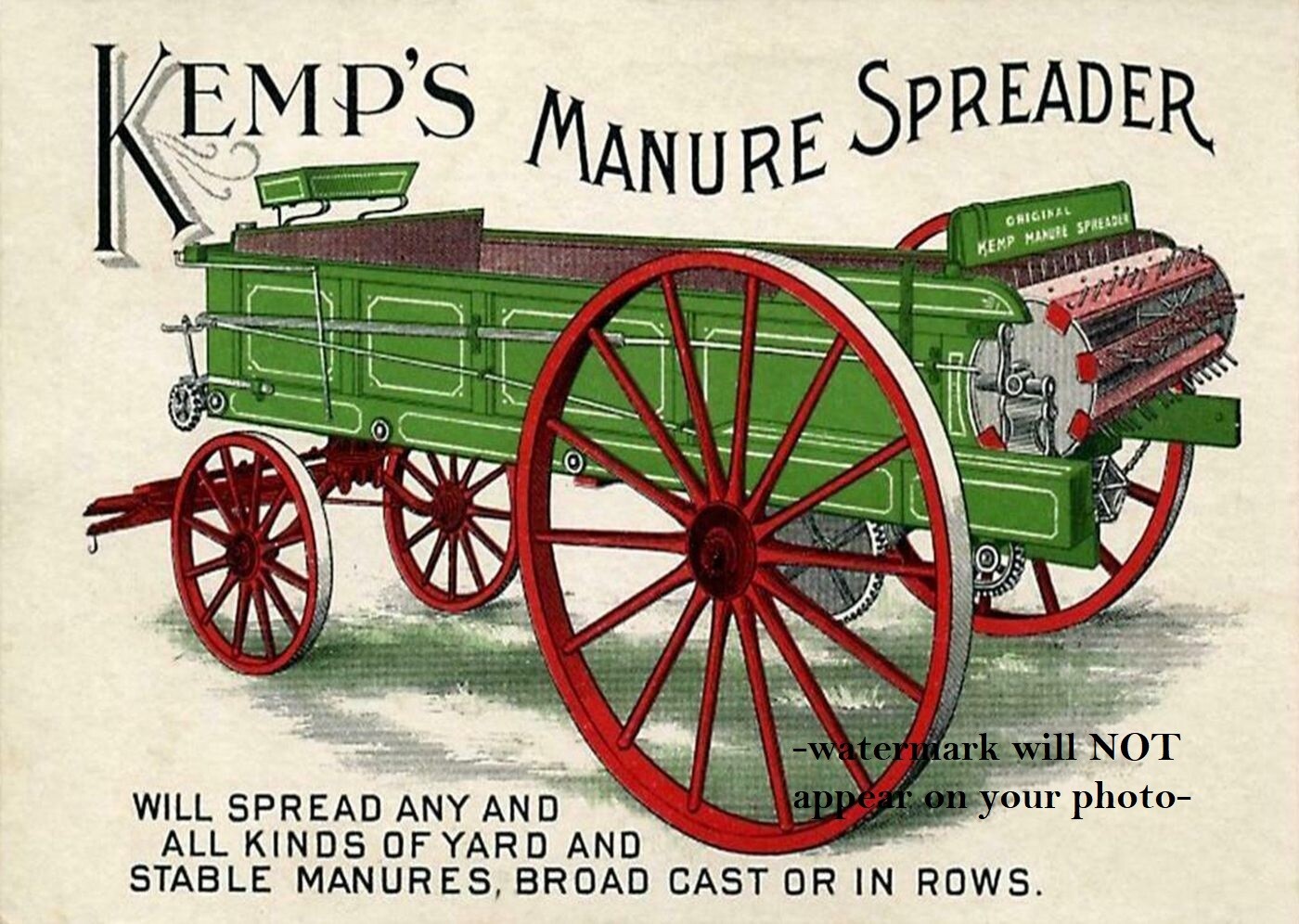 Manure Spreader Sign PHOTO Farm Tractor Photo Advertisement 1870-1900 ...