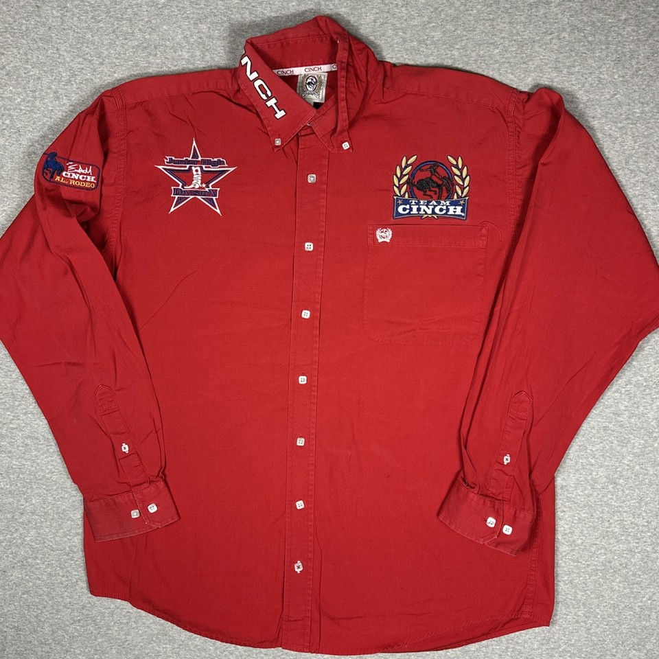 Cinch Team Rodeo Shirt Size Small Red Sponsored Embroidered Western ...