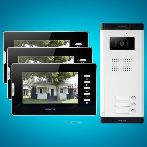 7" Wired Video Door Intercom System with Lock Release Button for 3 Apartment | eBay