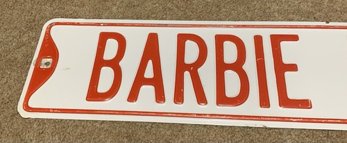 Vintage Barbie Doll Ave Heavy Steel Metal Street Collectors Sign 36”X 6 ...