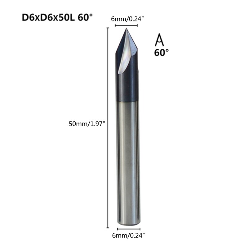 2-12MM 3 Flute Chamfer Milling Cutter 60 Degrees CNC Router Bit ...