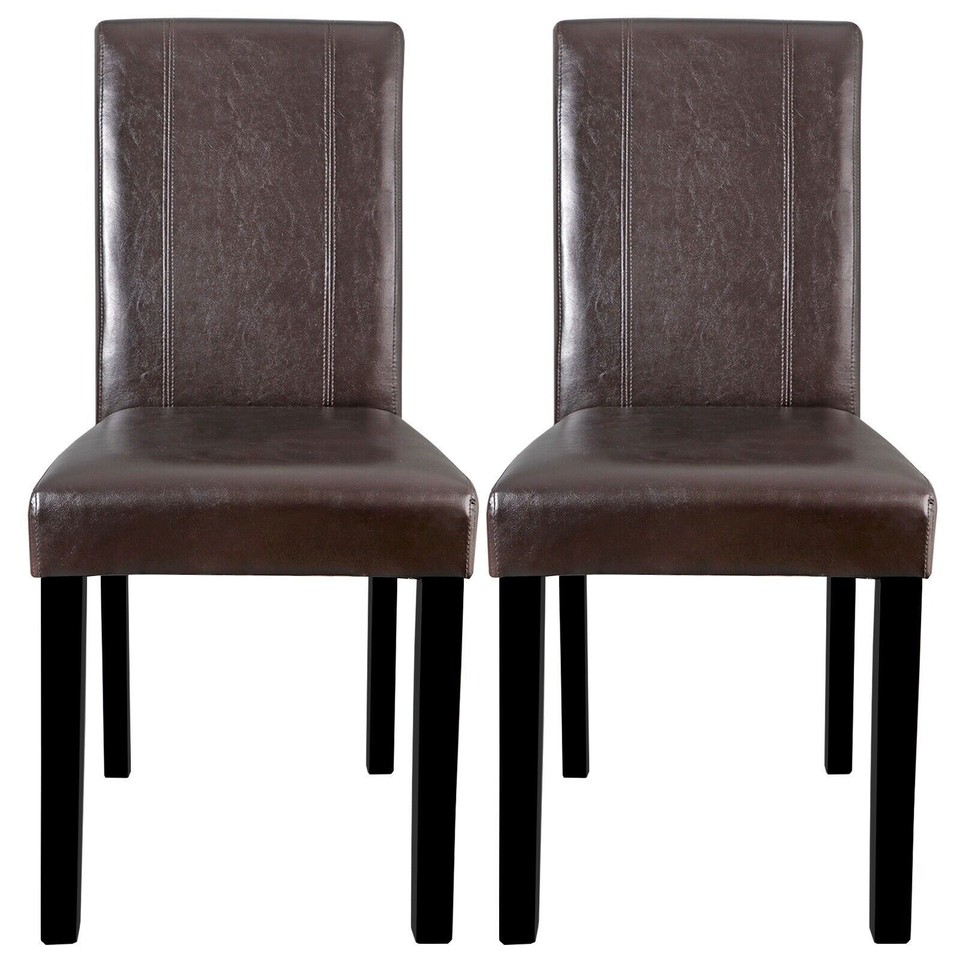 2/4/6/8 Dining Parson Chairs High Brown PU Leather Elegant Design Home ...
