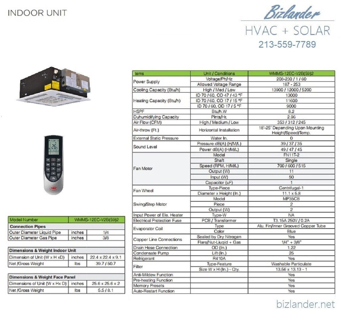 Ductless Mini Split Air Conditioner 30000 BTU 21 SEER 2 Zone Ceiling ...