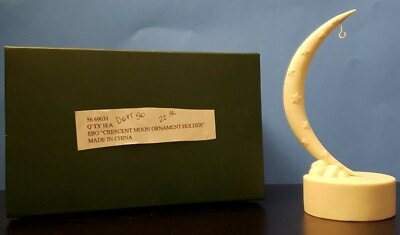 Dept 56 Bisque Porcelain Crescent Moon Ornament Holder in Box - Clean ...
