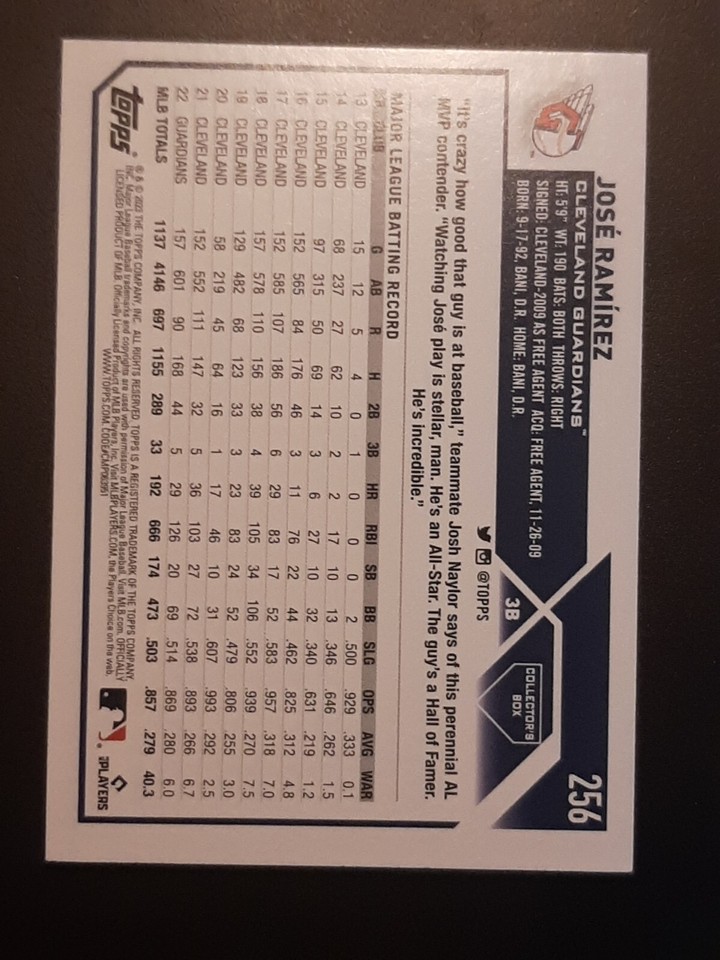 2023 Topps Series 1 Silver Patterned Foilboard Jose Ramirez SP ...