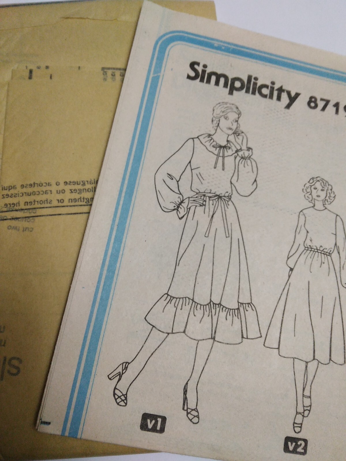 Dress Ruffle Peasant 12 Simplicity 8719 Sewing Pattern VTG 70s Prairie ...