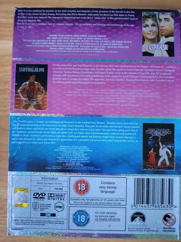 Saturday Night Fever, Staying Alive, Grease - uk dvds, John Travolta ...