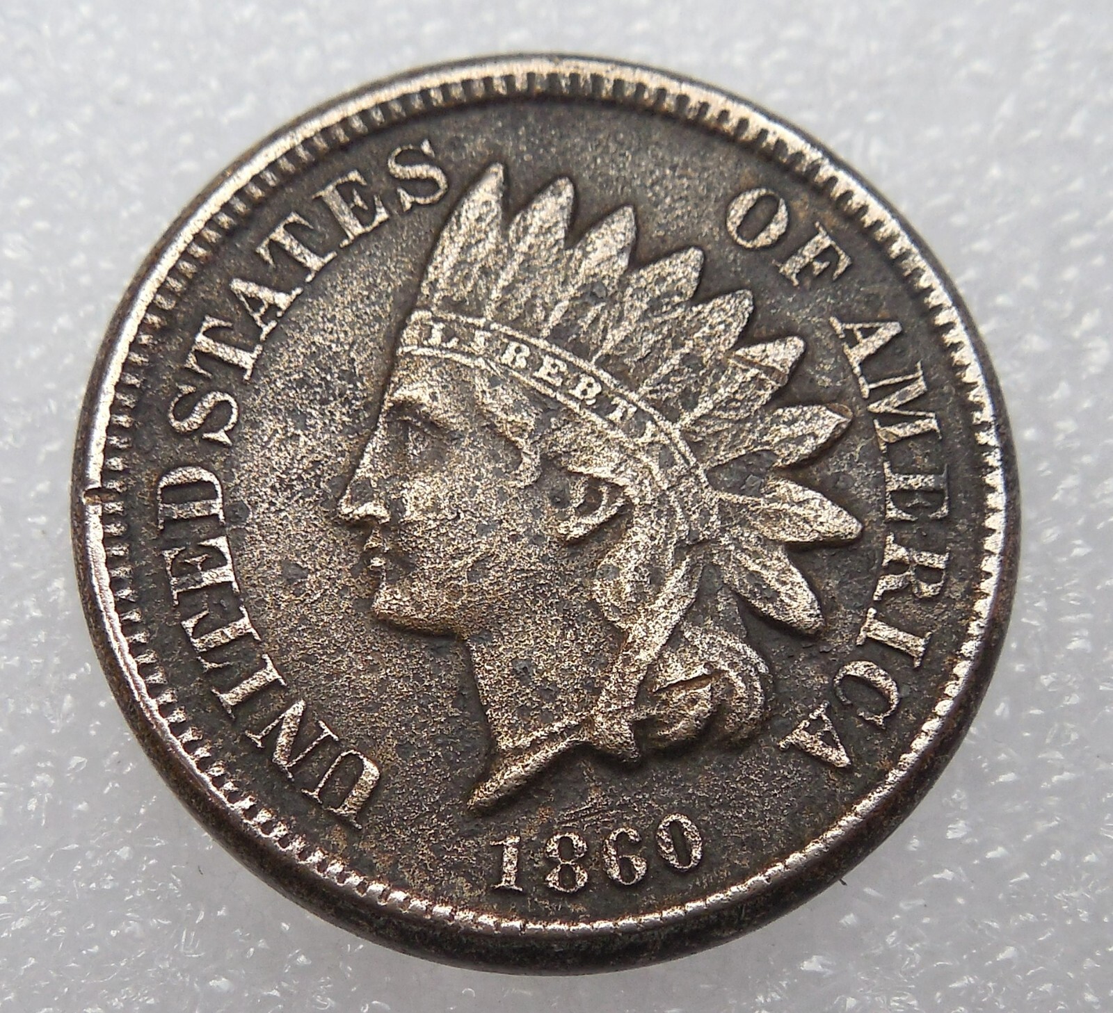 1860 INDIAN HEAD CENT ~ POINTED BUST* ~ US 1C Coin ~ TYPE 2 OAK WREATH ...
