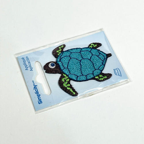 Simplicity Embroidered IRON ON Applique Blue and Green Sea Turtle ...