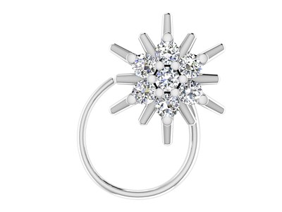 18k White Gold 0.09 carats Natural Diamond Snowflake Nose Pin Women ...