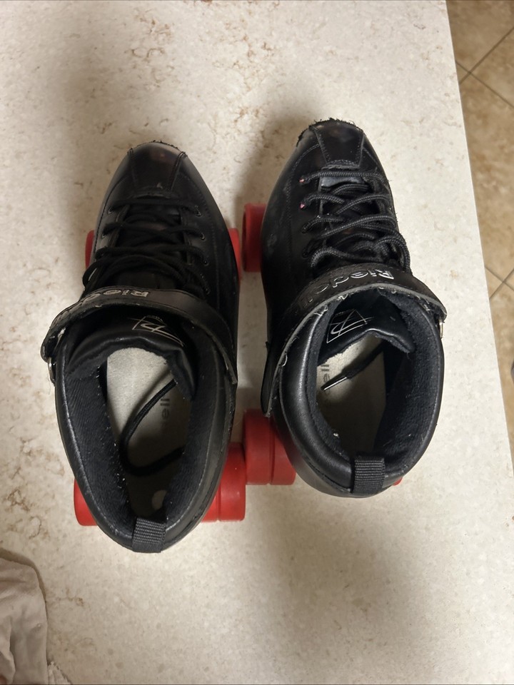 Riedell Dart Quad Roller Speed Skates Black W/Red Wheels Adult Unisex ...