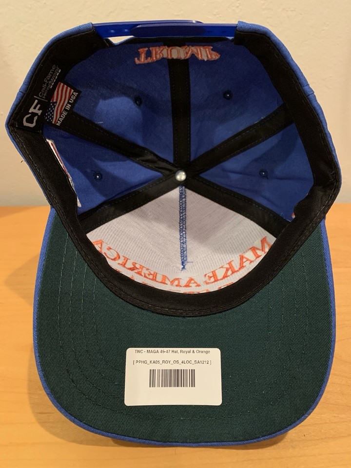 OFFICIAL DONALD J TRUMP ROYAL/ORANGE 45-47 MAGA HAT CALI FAME RARE ...
